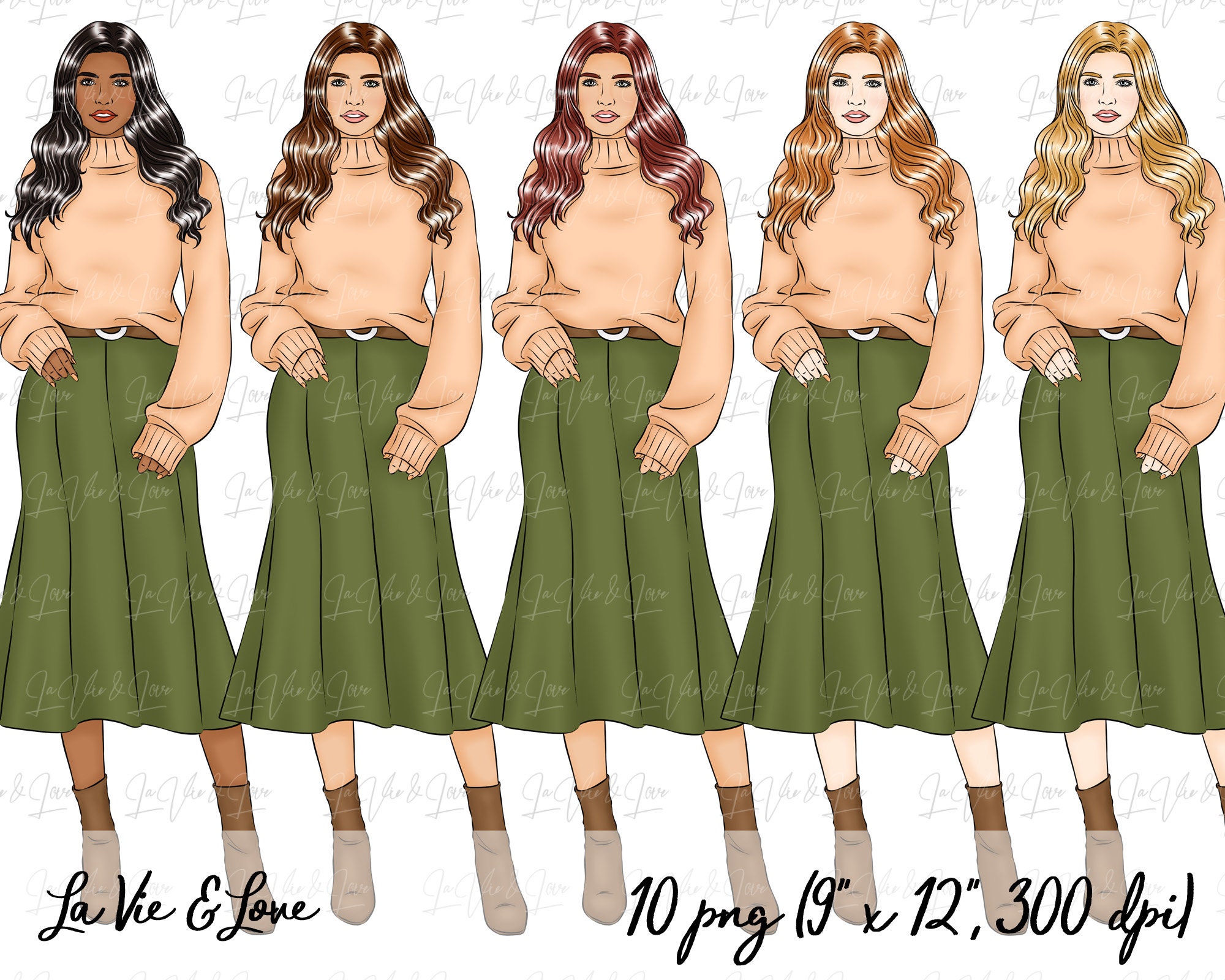 10 Fashion Girl Clipart, Winter Fashion Girl Illustrations, Fashion ...