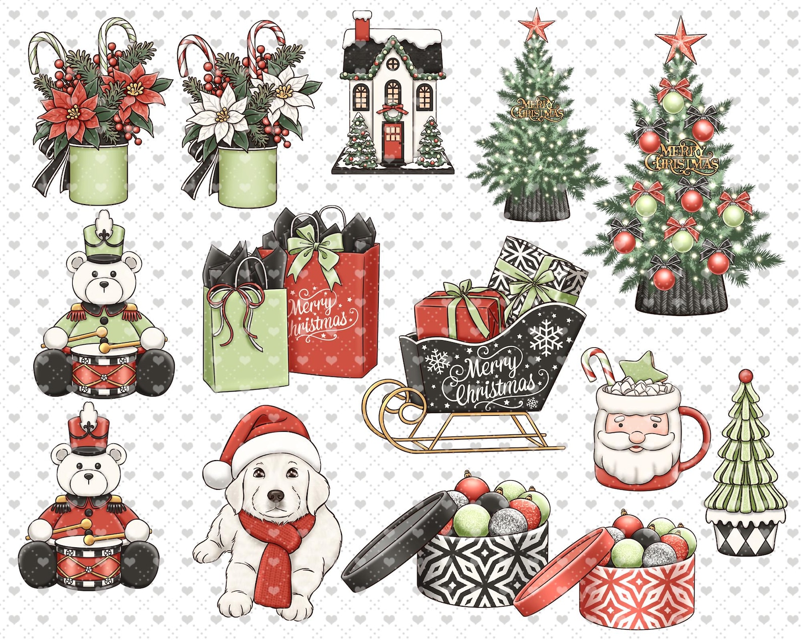 Tis the Season Clipart Set, Festive Christmas Holiday Clipart, Hand ...