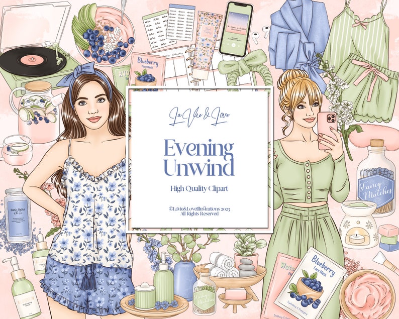 Self Care Clipart Set, Unwind, Relax Home Spa, Wellness Routine Planner ...