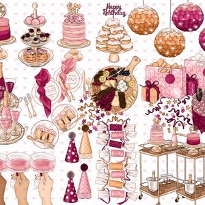 Celebration Clipart, Pink Birthday Party, New Year's Eve Party Clipart ...