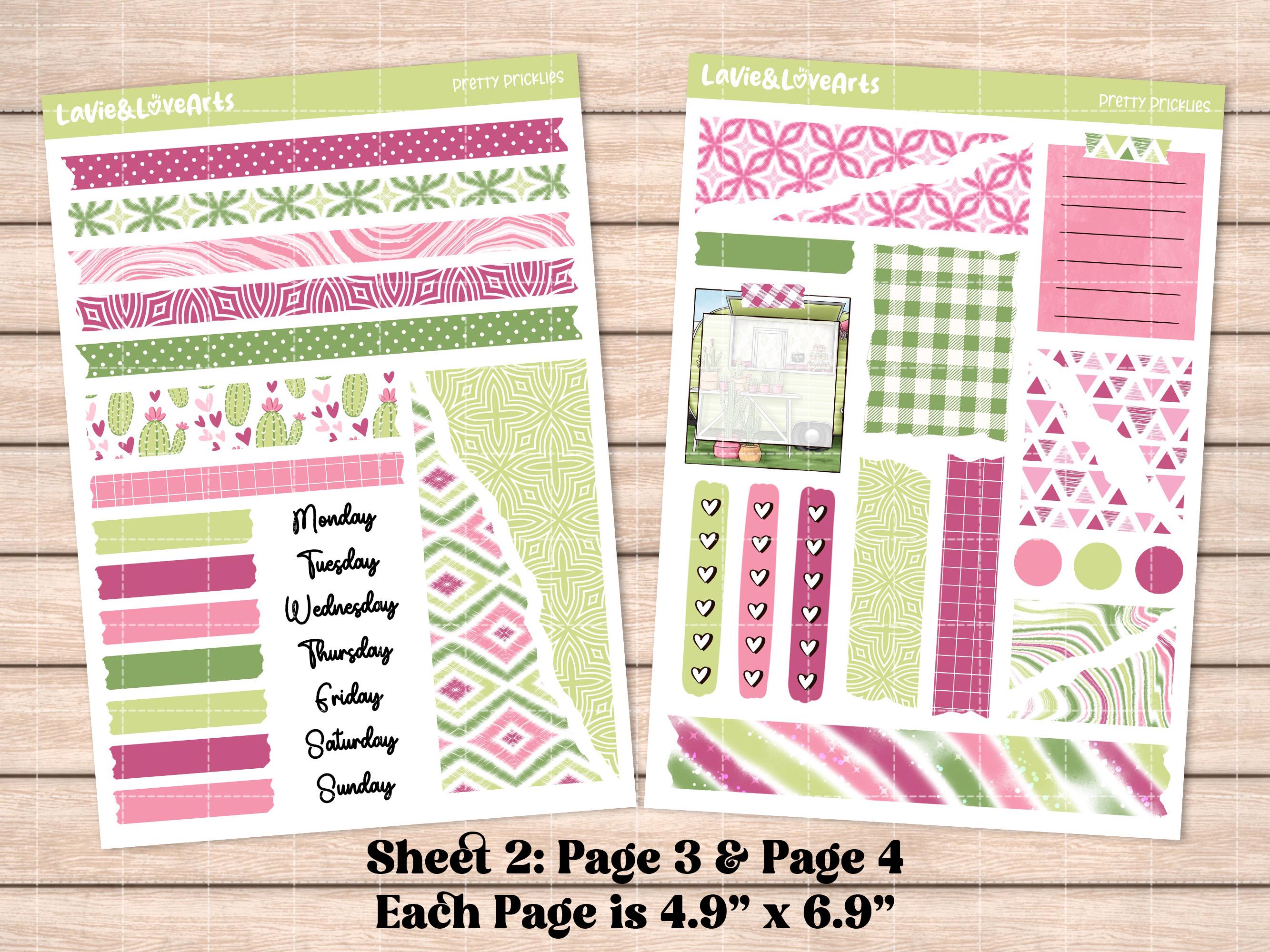 Printable Journaling Stickers, Pretty Pricklies, Cute Cacti, Bullet ...