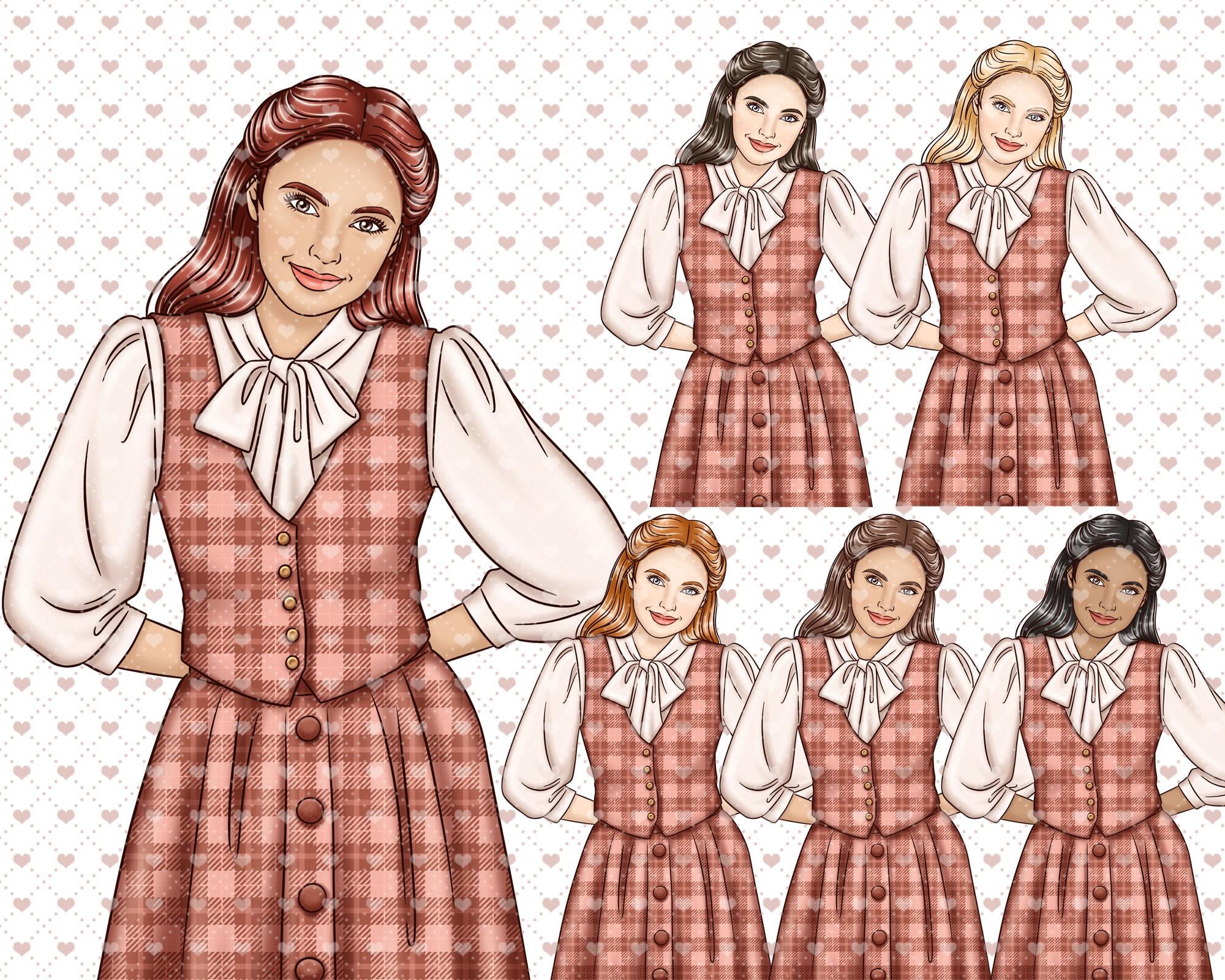 Fall Academia Clipart Set, Dark Academia Fashion, Autumn, Library Scene ...
