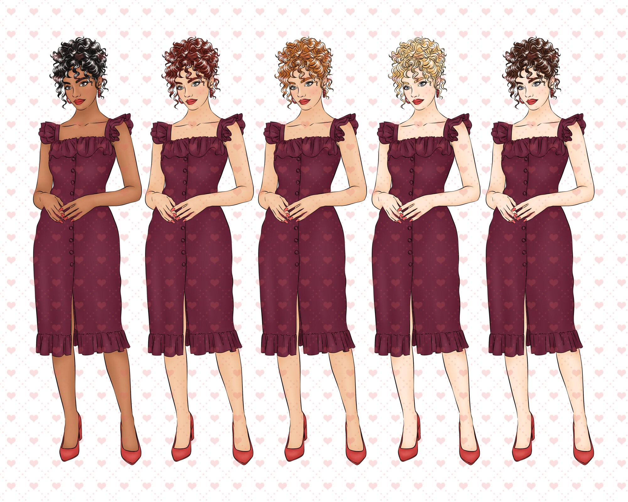 Valentine's Day Clipart Set, Love, Romance, Romantic Couple Digital Art ...