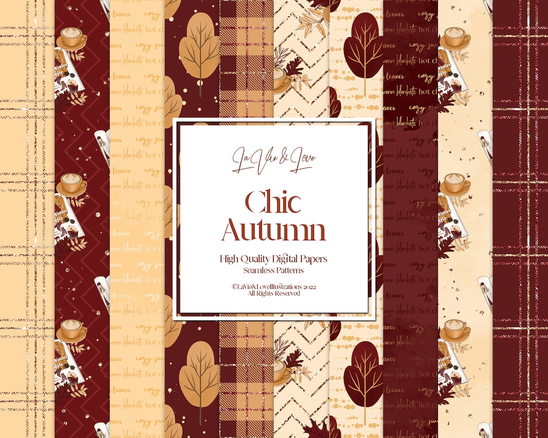 Chic Autumn Digital Paper Pack, Fall Seamless Patterns, Plaid Fabric ...