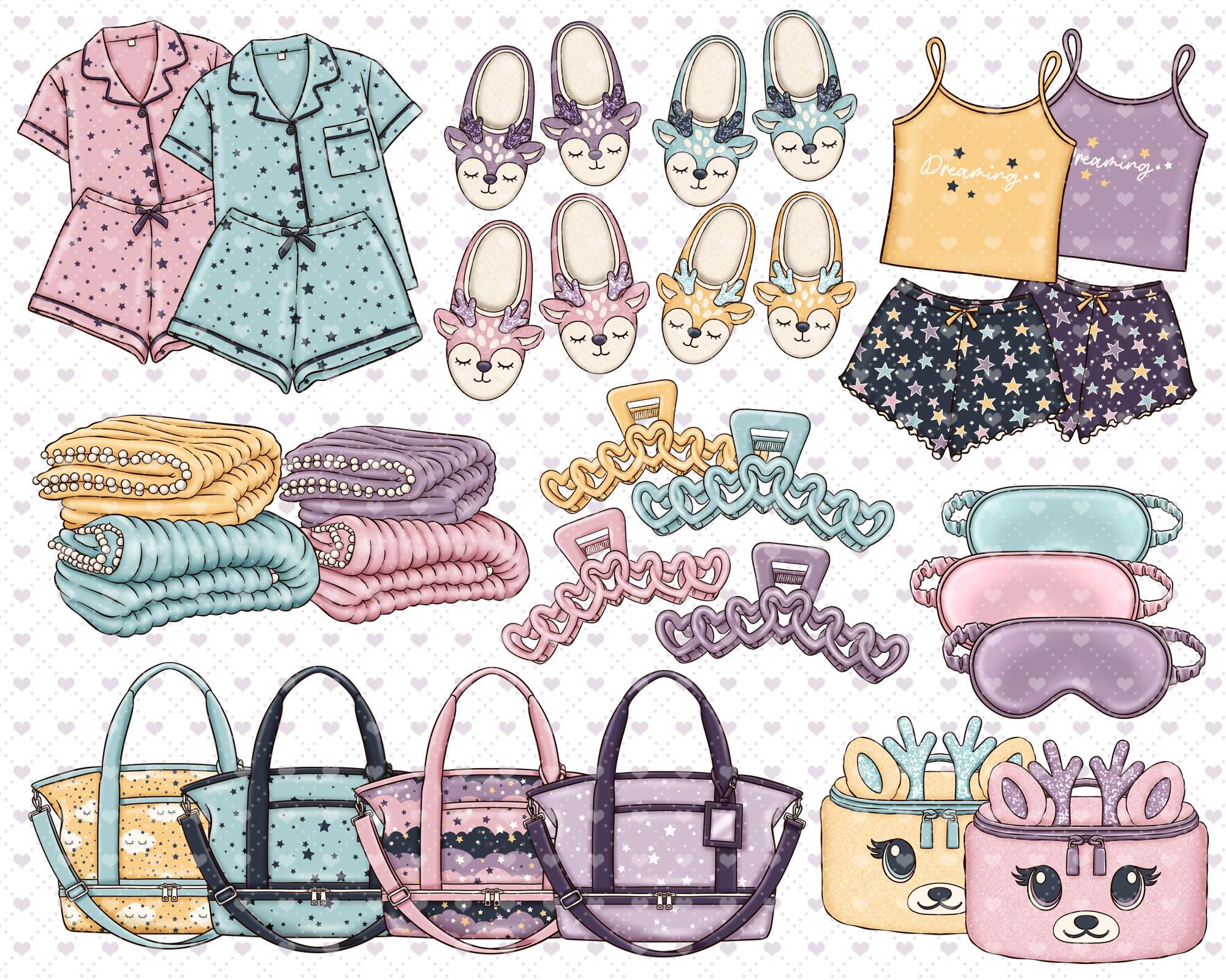 Starry Slumber Clipart Set, Sleepover, Girls' Night In, Pajama Party ...