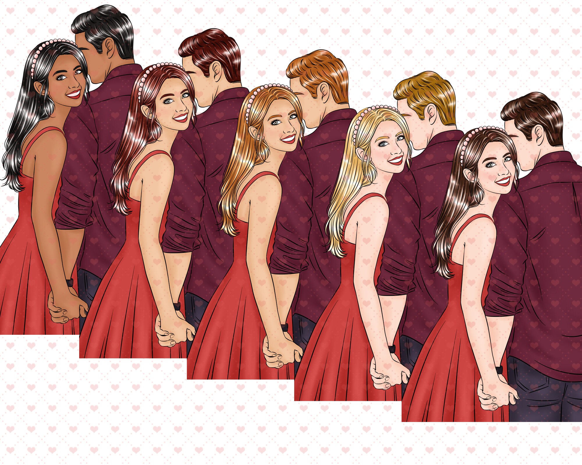 Valentine's Day Clipart Set, Love, Romance, Romantic Couple Digital Art ...