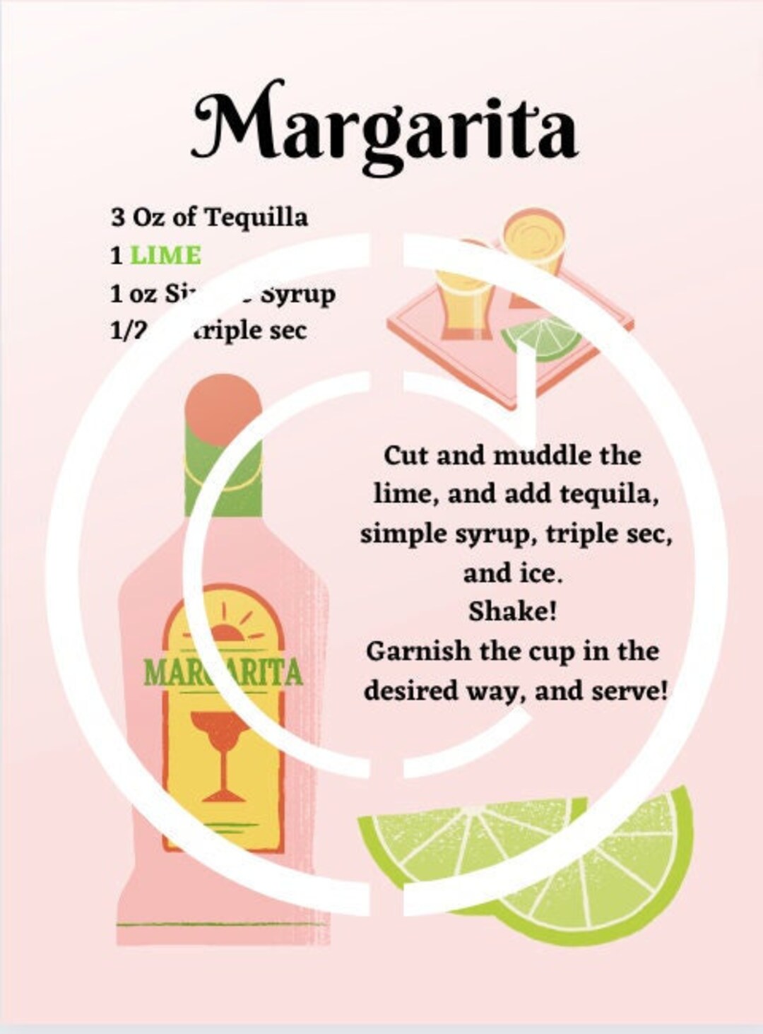 Margarita Printable Recipe - Etsy