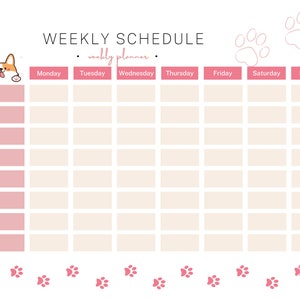 Dog/puppy Weekly Schedule Planner Printable - Etsy