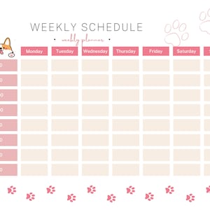Dog/puppy Weekly Schedule Planner Printable - Etsy