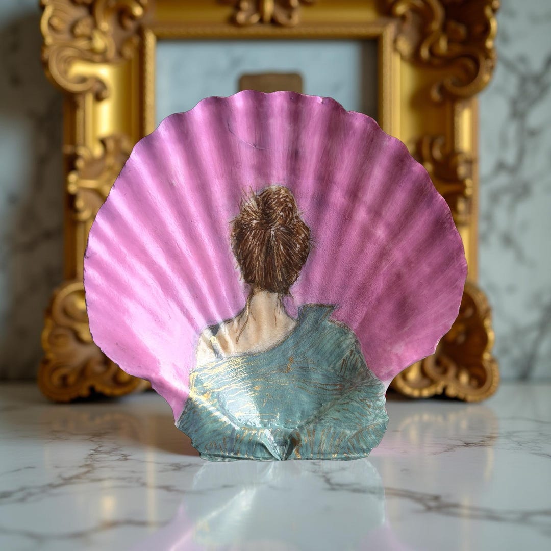 Hand Painted Scallop Shell Art, Figurative Art, Trinket Dish, Tiny Art ...