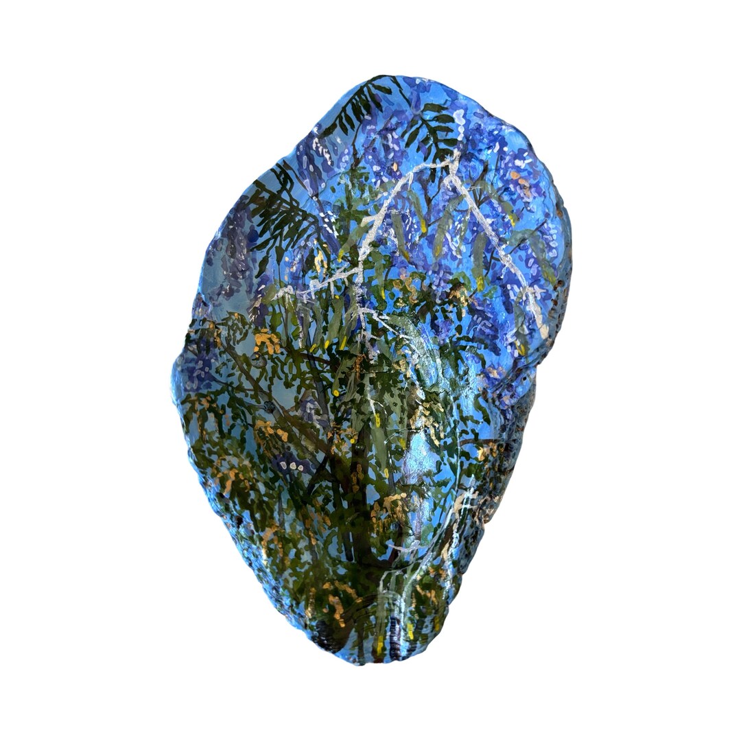 Hand Painted Original Art on Oyster Shell, Shell Art, Landscape Art ...