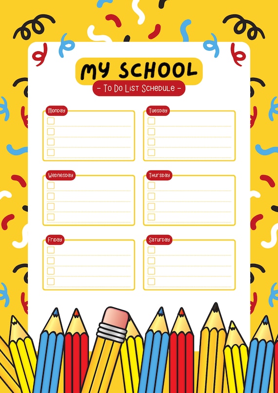 School to Do List Schedule School List Printable Planner - Etsy