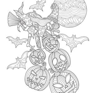 Digital Halloween Coloring Pages for Adults and Kids for Party Activity ...