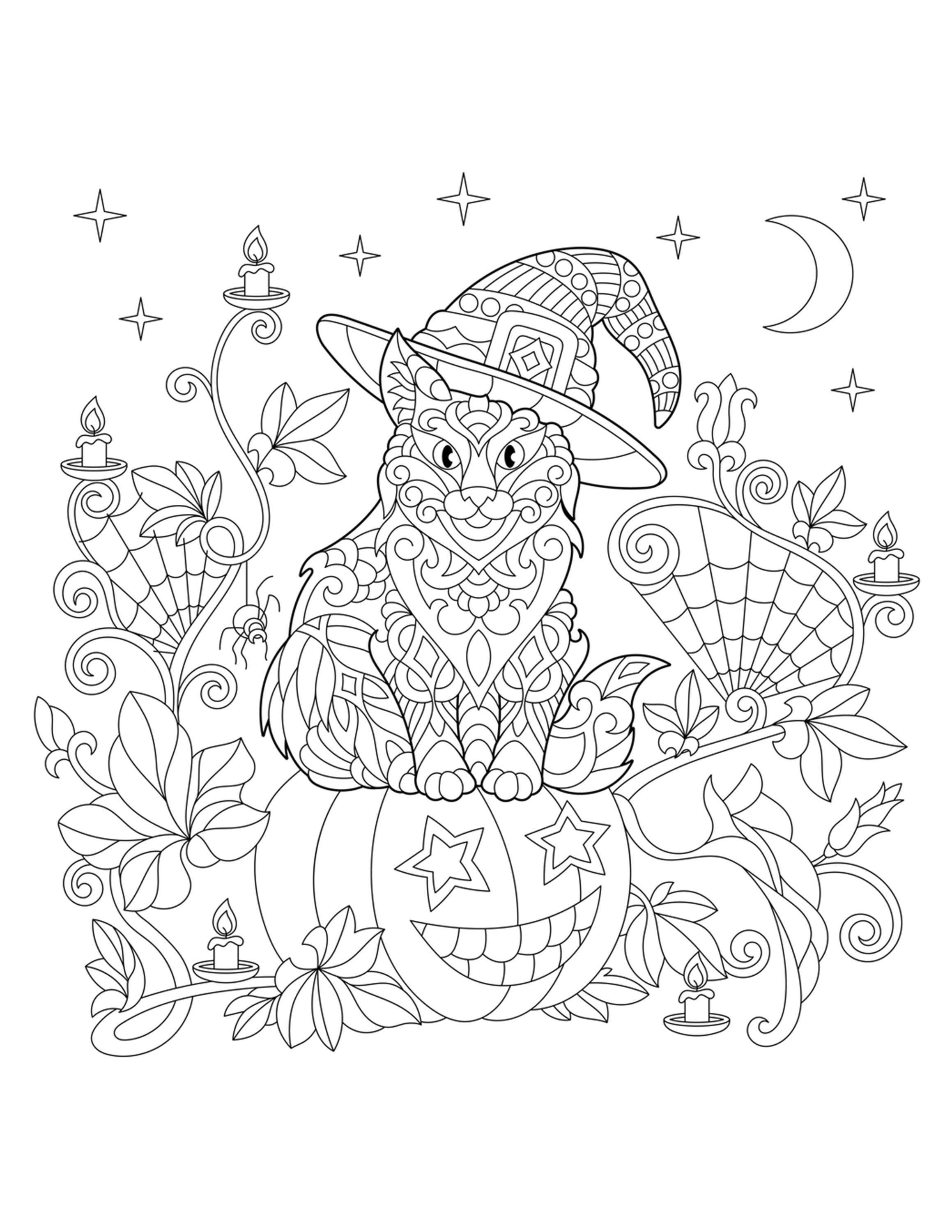 Digital Halloween Coloring Pages for Adults and Kids for Party Activity ...