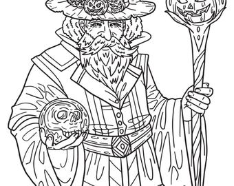 Digital Halloween Coloring Pages for Adults and Kids for Party Activity ...