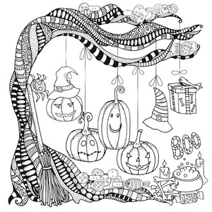 Digital Halloween Coloring Pages for Adults and Kids for Party Activity ...