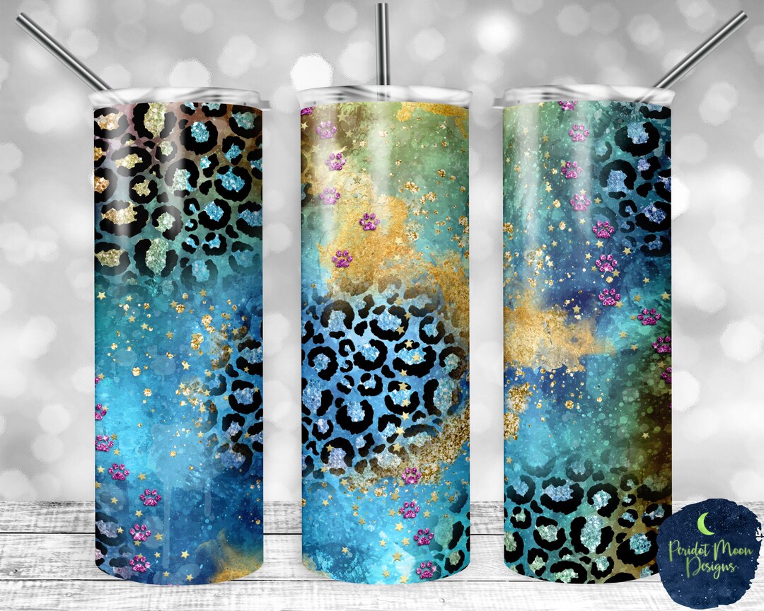 Galaxy Glitter Leopard Print, Paw Prints, Blank, PNG Sublimation Design ...