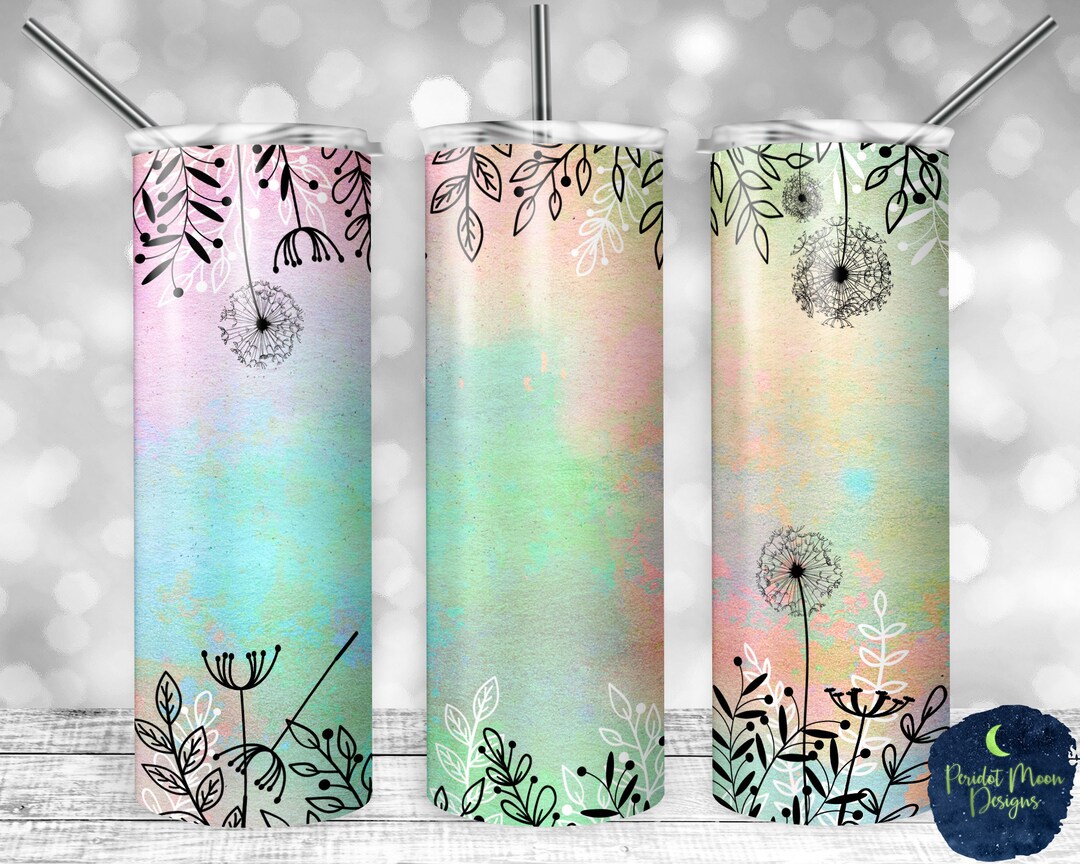 Rainbow Floral Outlines, PNG Sublimation Design, 20 Oz Skinny Tumbler ...