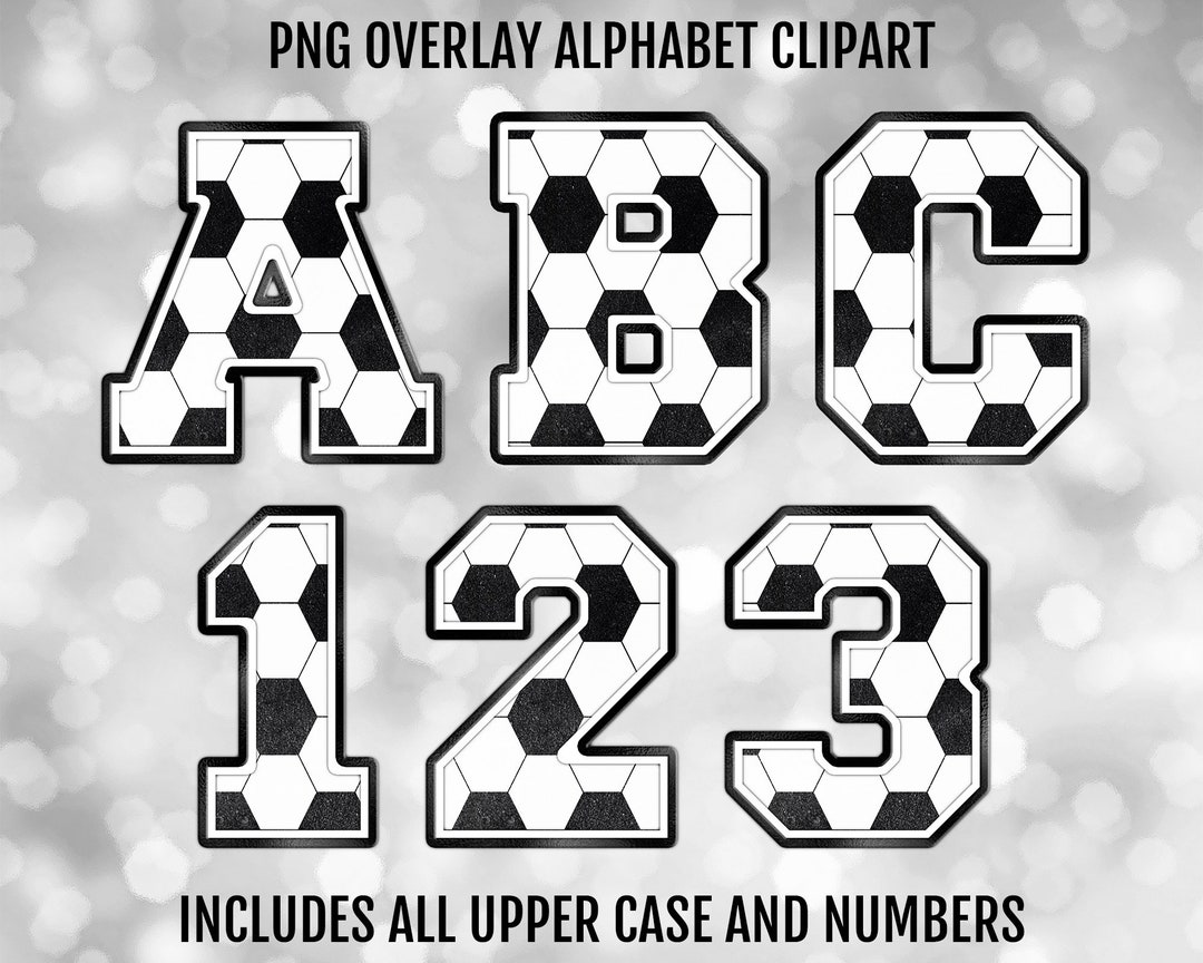 Soccer Varsity PNG Alphabet Letters and Numbers Bundle, PNG Sublimation ...