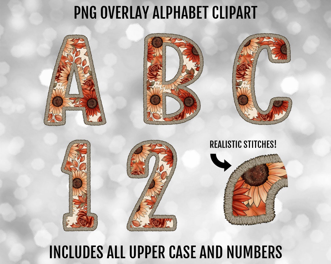 Fall Floral Embroidery PNG Alphabet Letters and Numbers Bundle ...