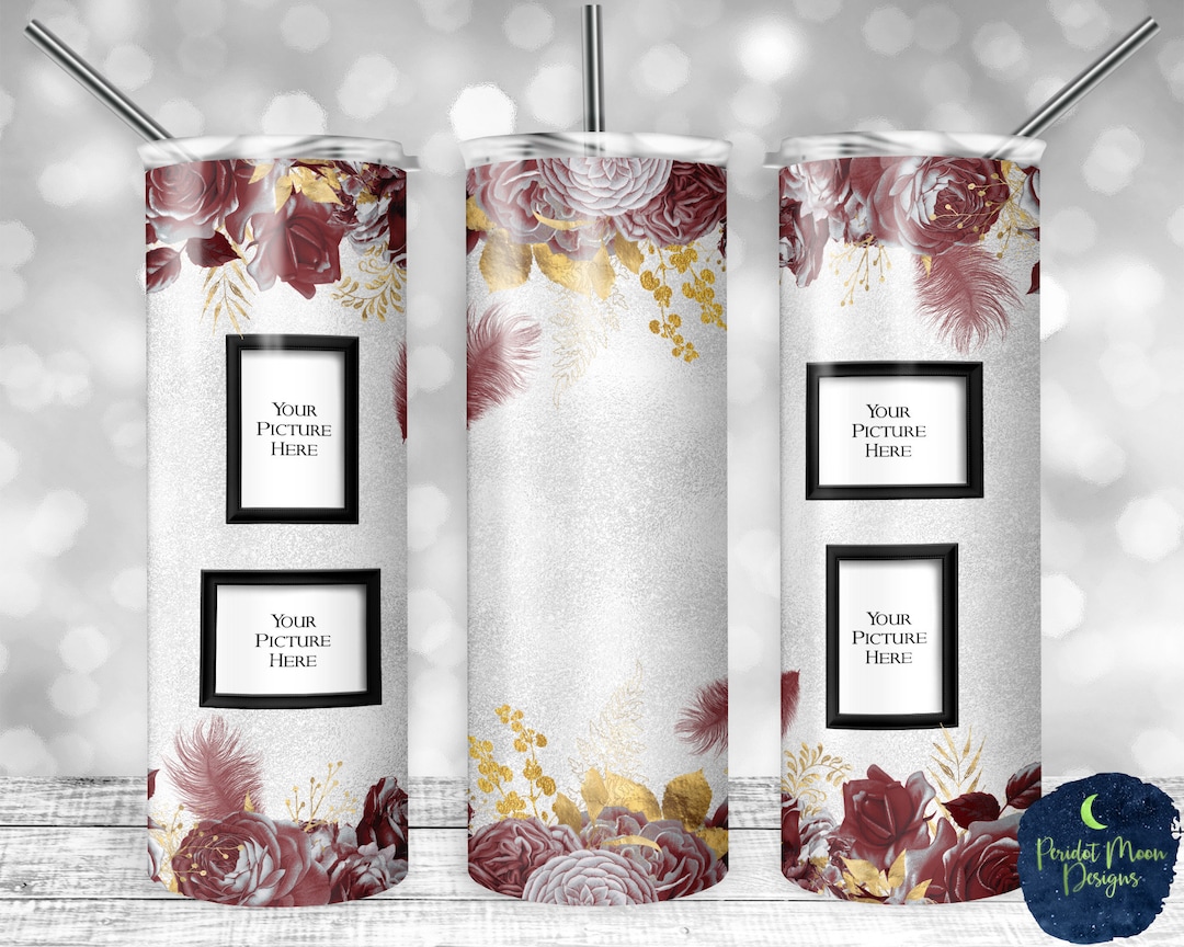 Maroon and Gold Florals With PNG Picture Frames Sublimation - Etsy