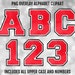 Red Black and White Varsity PNG Alphabet Letters and Numbers - Etsy