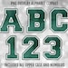 Green and White Varsity PNG Alphabet Letters and Numbers Bundle, PNG ...