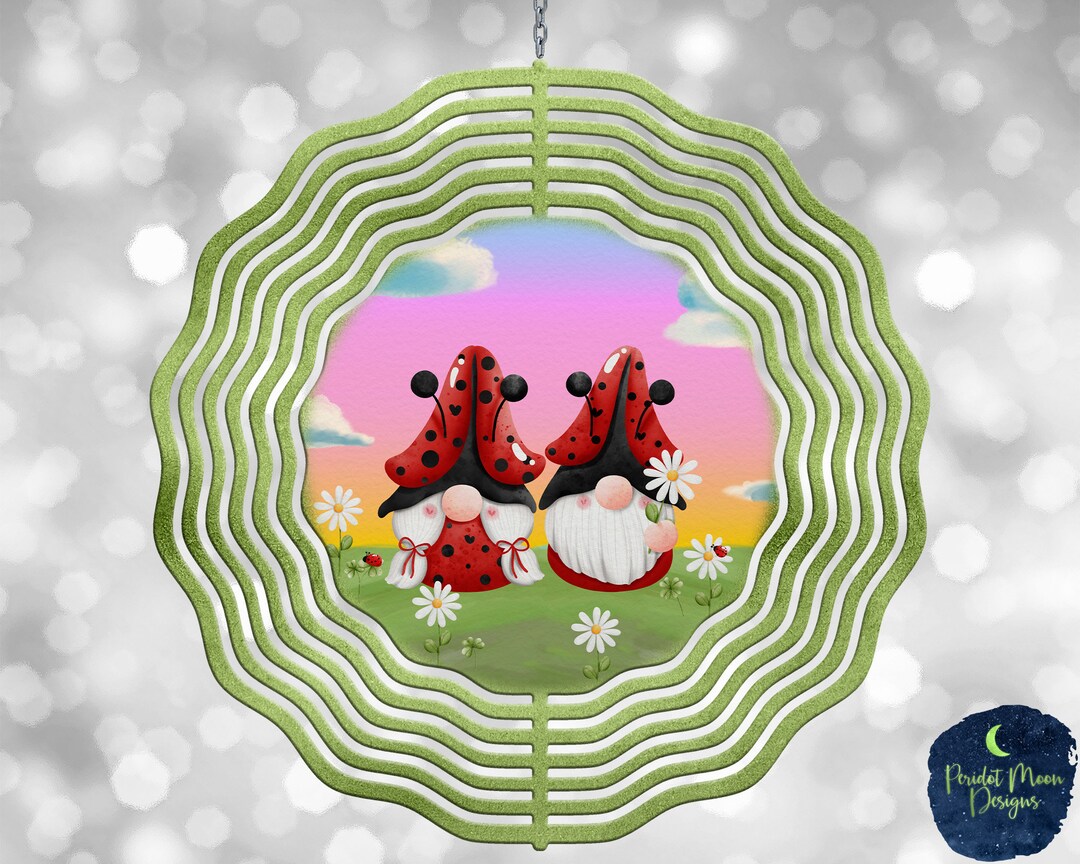 Ladybug Gnome Couple With Sunset, PNG Sublimation Design, Wind Spinner ...