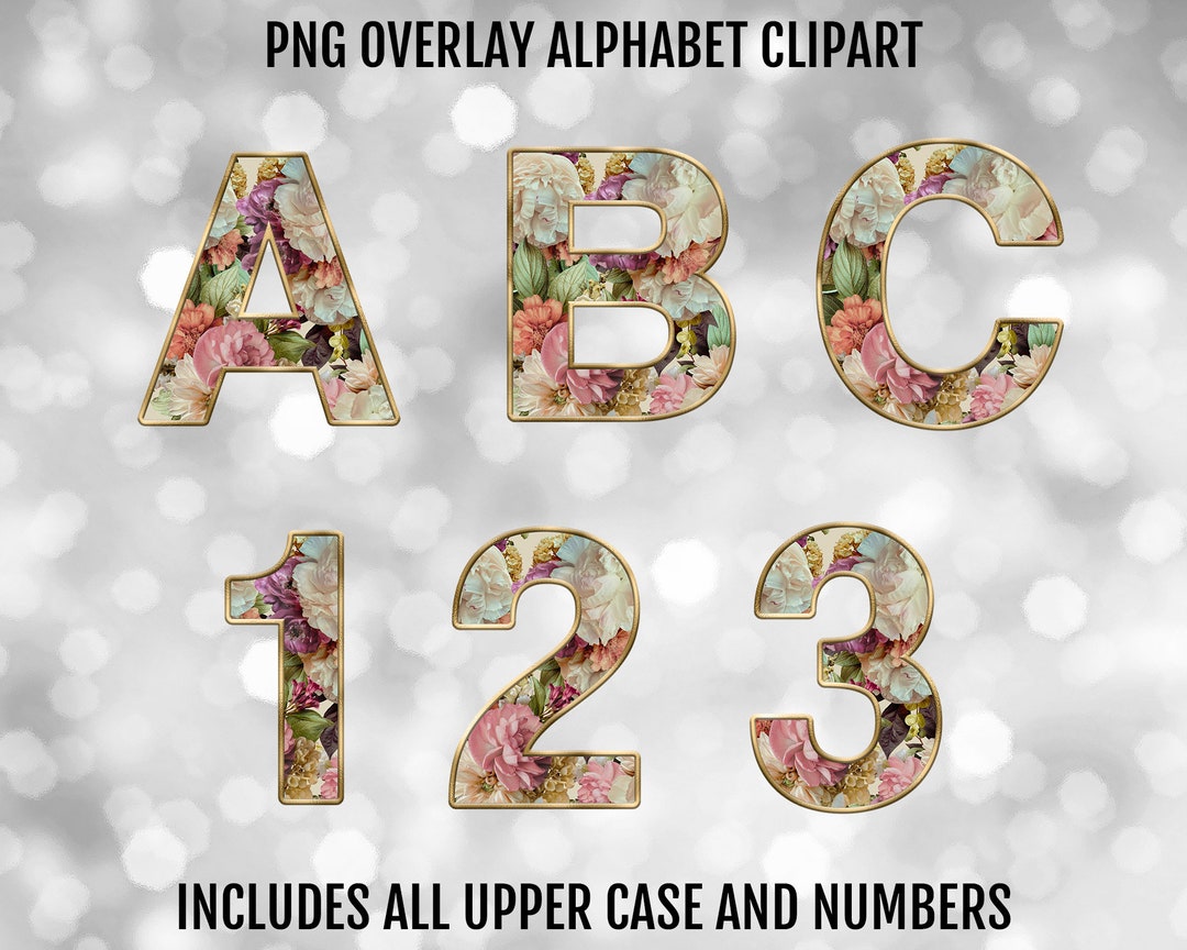 Pastel Spring Floral PNG Alphabet Letters and Numbers Bundle, Pink ...