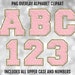 Pastel Pink and Gold Glitter Faux Chenille Varsity PNG Alphabet Letters ...