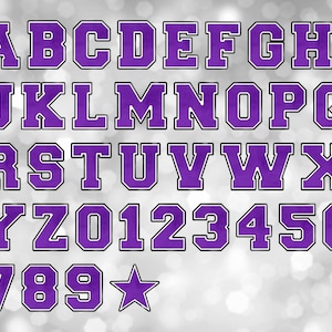 Purple, White, and Black Varsity PNG Alphabet Letters and Numbers ...