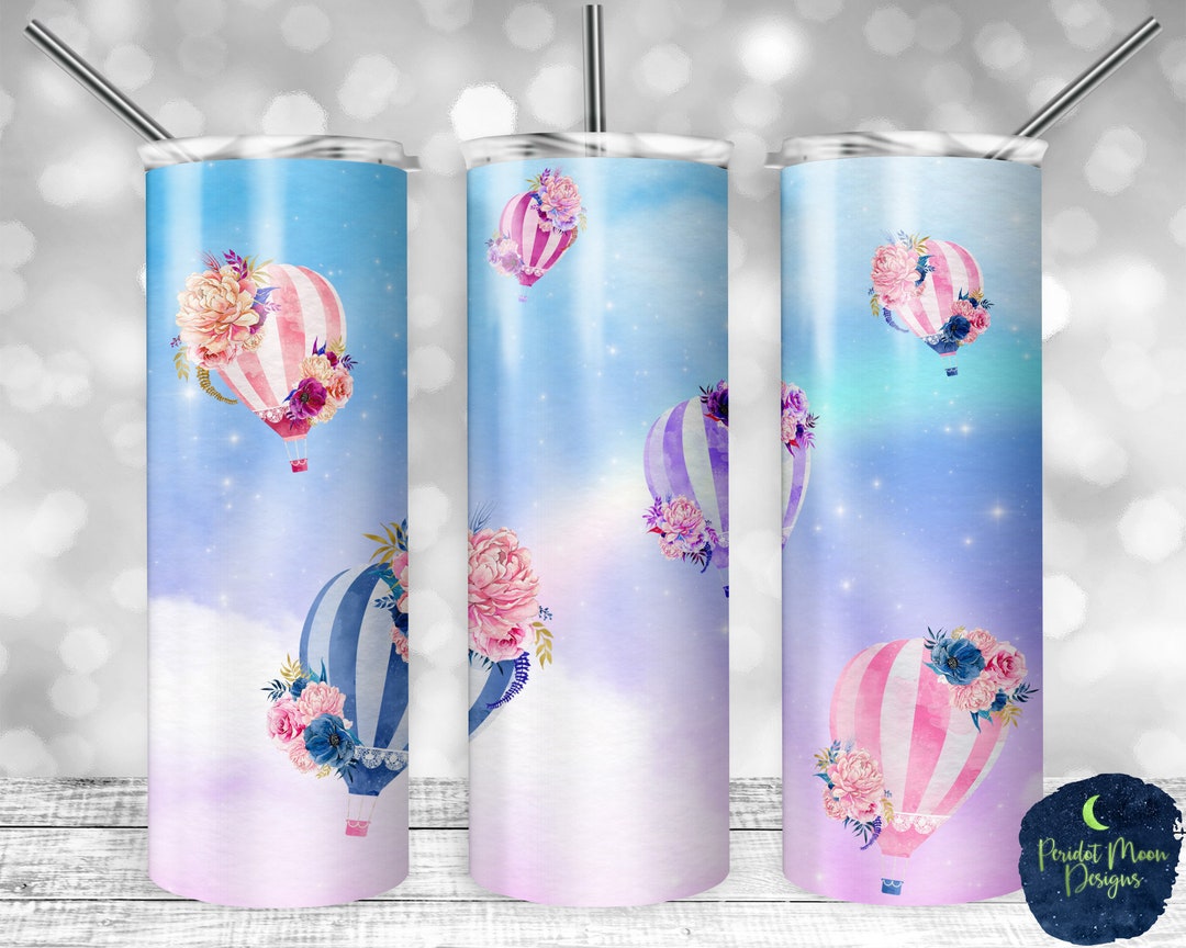 Floral Hot Air Balloons, Rainbow, up and Away, PNG Sublimation Design ...