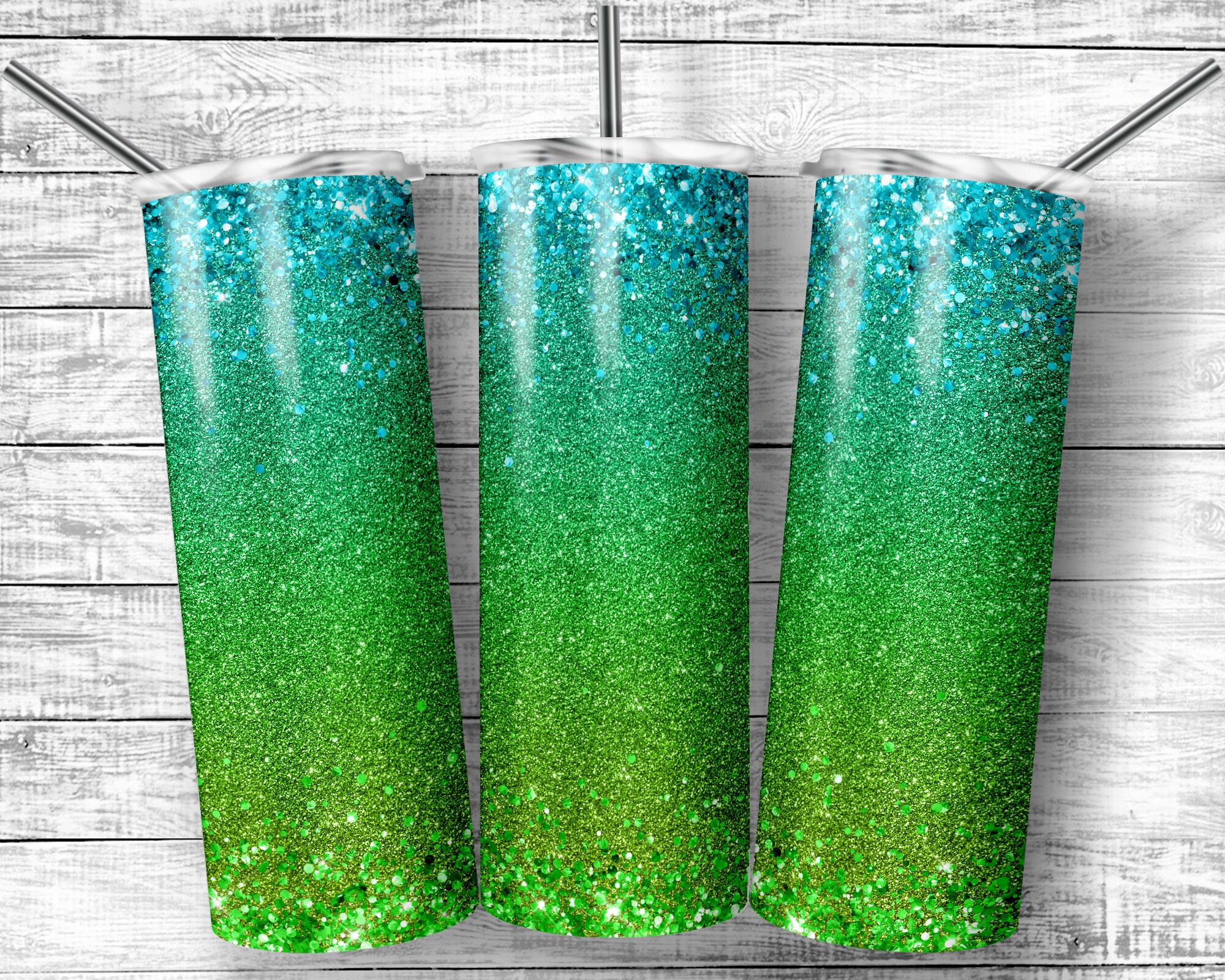 Aqua and Lime Green Ombre Glitter, PNG Sublimation Design, 20 Oz Skinny ...