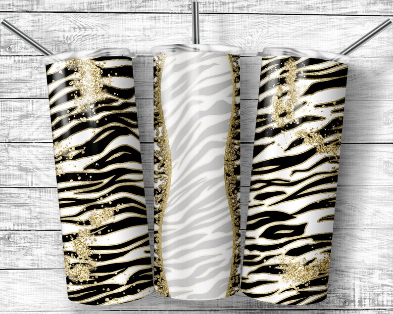 Gold Glitter Zebra Print With Blank, PNG Sublimation Design, 20 Oz ...