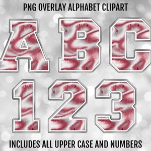 Maroon, Silver, and White Tie Dye Varsity PNG Alphabet Letters and ...