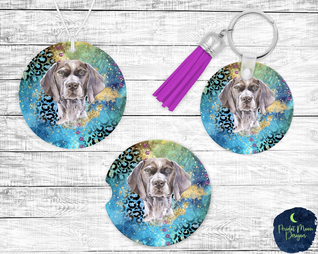 Dog, Pointer, Car Coaster, Car Freshie, Keychain, Glitter Galaxy ...
