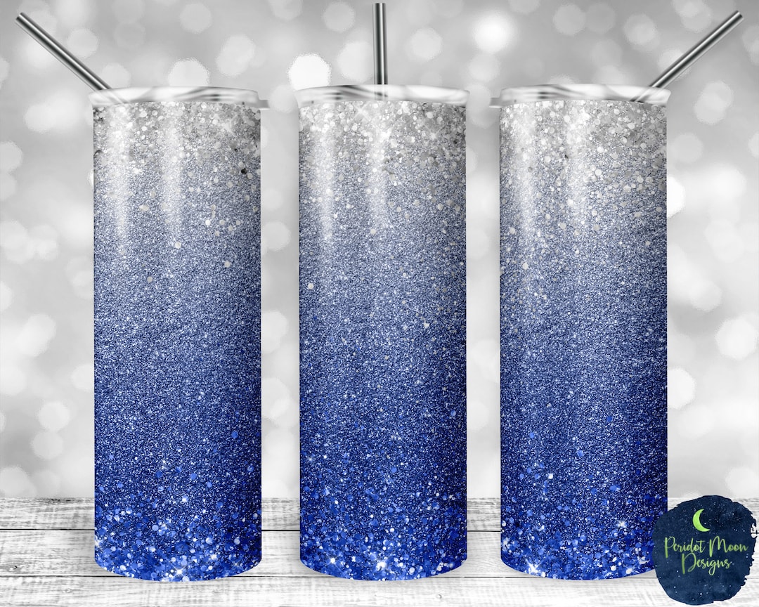 White and Royal Blue Ombre Glitter, PNG Sublimation Design, School ...
