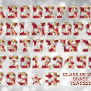 Maroon, Gold, and White Watercolor Varsity PNG Alphabet Letters and ...