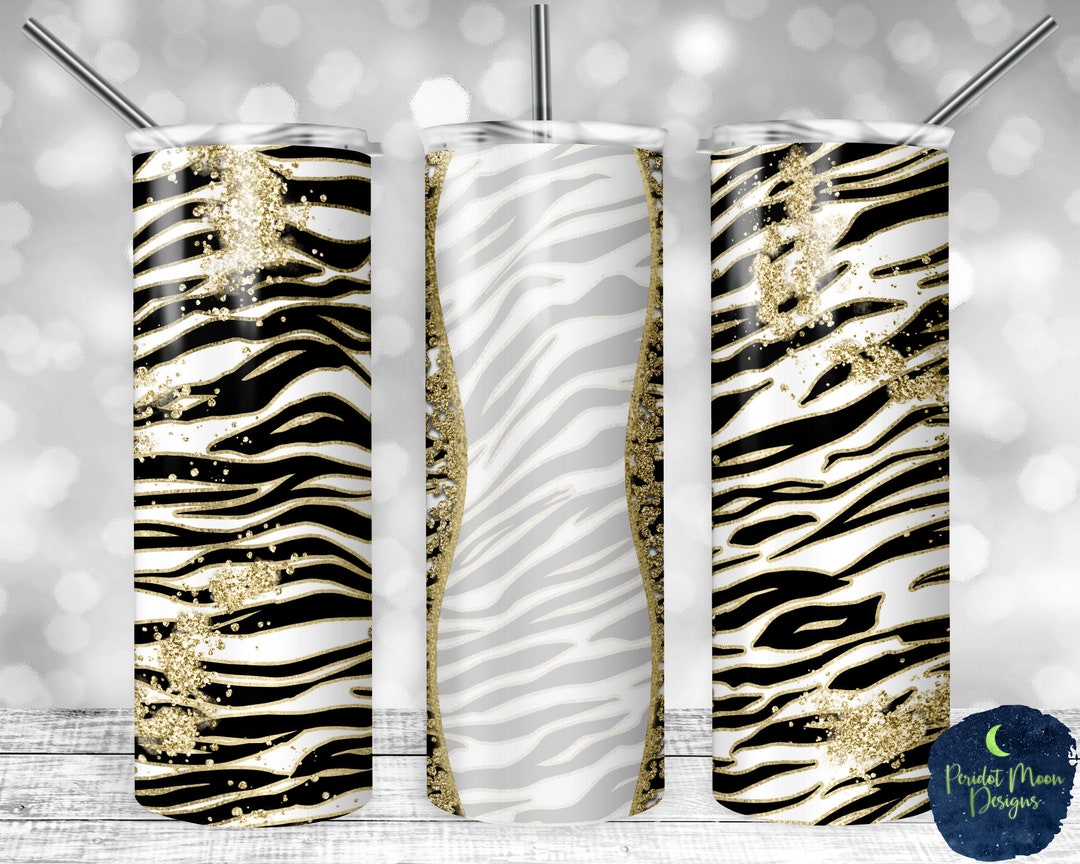 Gold Glitter Zebra Print With Blank, PNG Sublimation Design, 20 Oz ...