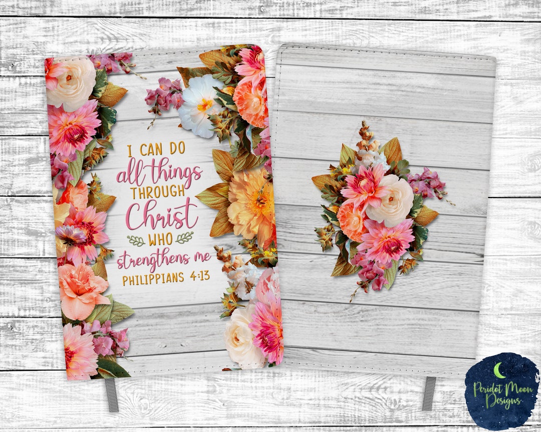 Philippians 4:13, Midsummer Flowers, Wood Grain, PNG Sublimation Design ...