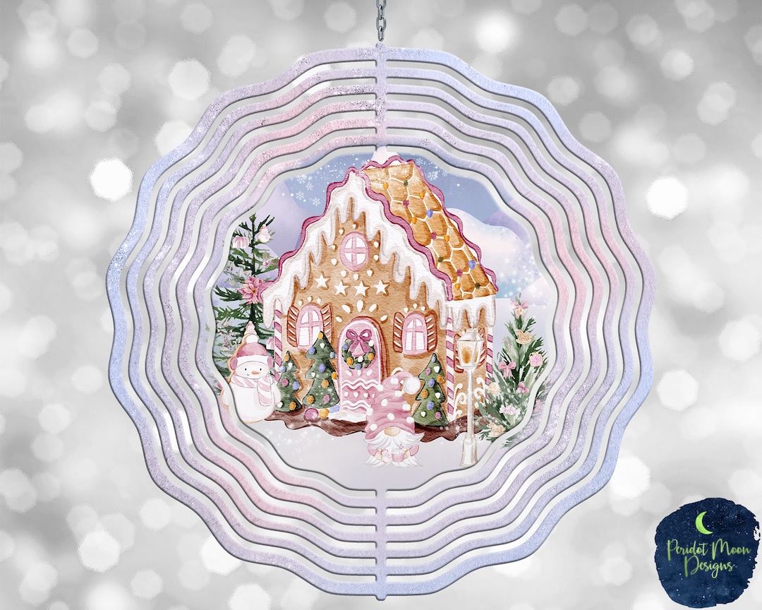 Pink Gnome Gingerbread House, PNG Sublimation Design, Wind Spinner ...