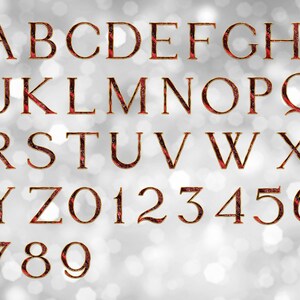 Red Glitter Milky Way PNG Alphabet Letters and Numbers Bundle ...