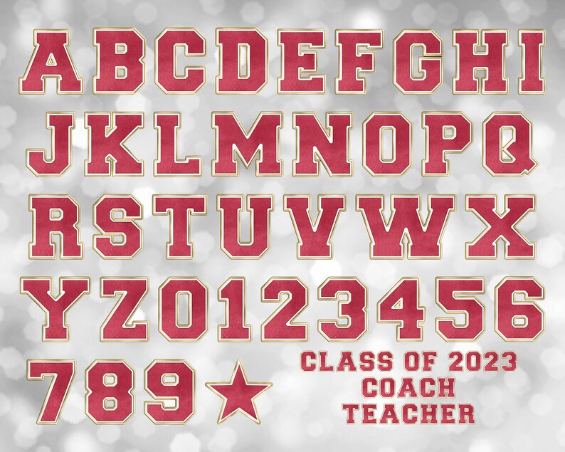 Maroon Gold and White Varsity PNG Alphabet Letters and - Etsy
