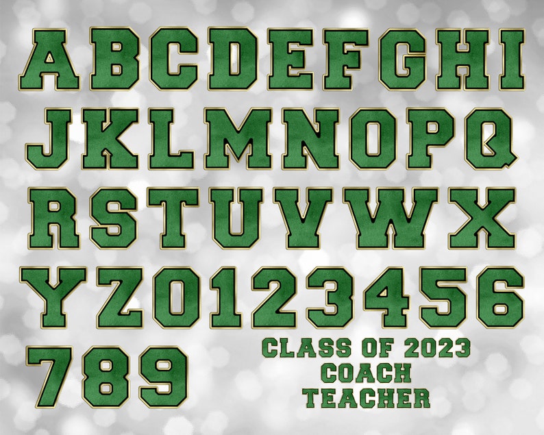 Green Black and Gold Varsity PNG Alphabet Letters and - Etsy