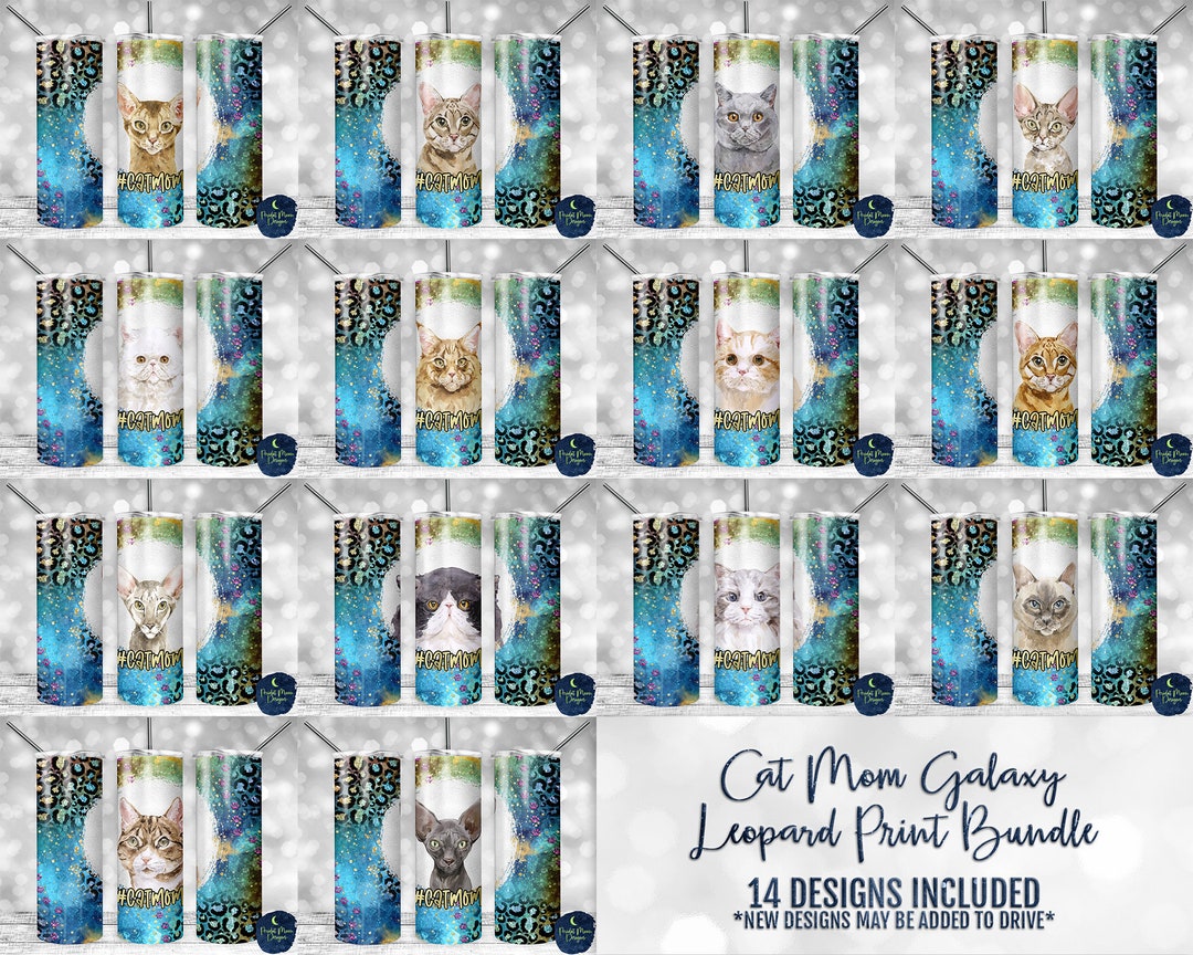 Cats on Galaxy Glitter Leopard Print Bundle Drive, PNG Sublimation ...