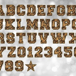 Tiger Print and Gold Glitter Faux Fur Chenille PNG Alphabet Letters and ...