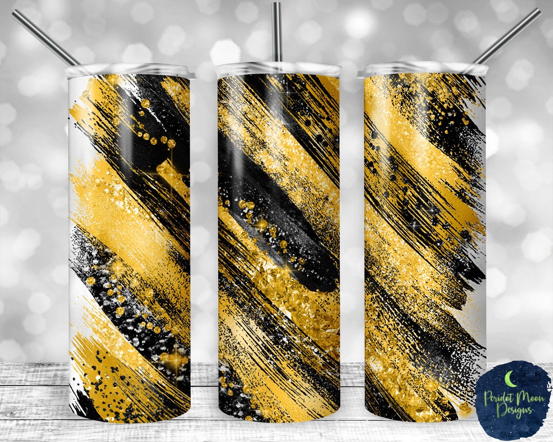 Black and Yellow Gold Glitter Milky Way, PNG Sublimation Design, 20 Oz ...