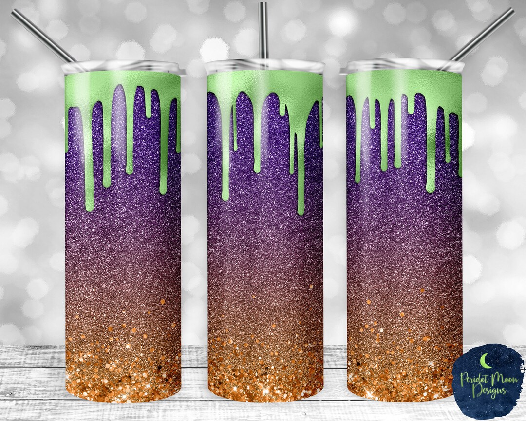 Halloween Ombre Glitter, Green Slime, Purple Orange, PNG Sublimation ...