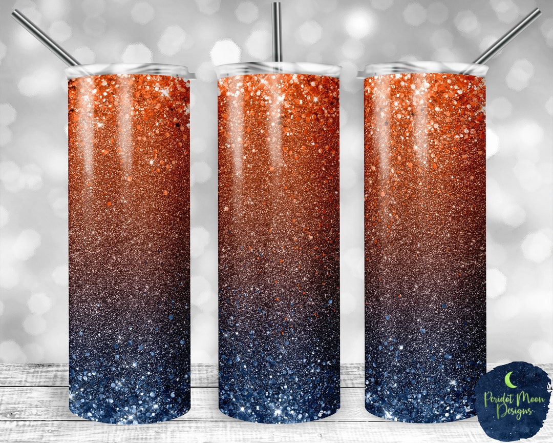Orange and Navy Blue Ombre Glitter, PNG Sublimation Design, School ...
