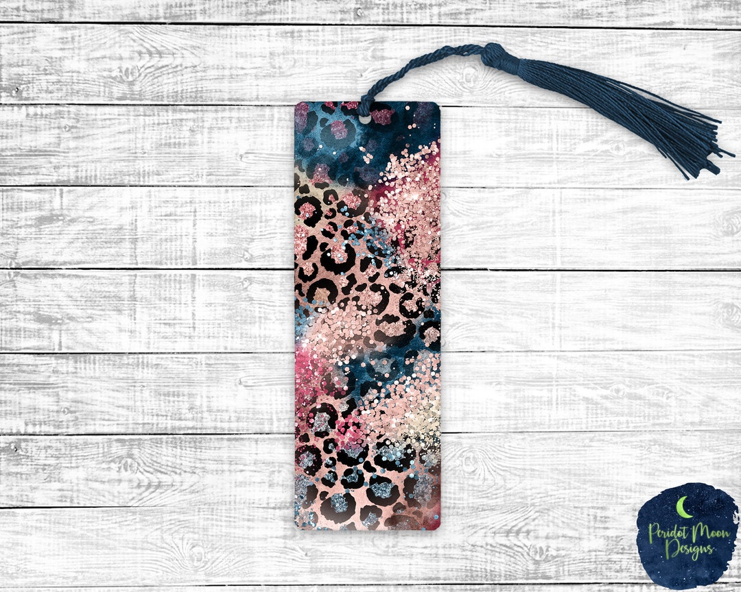 Glitter Leopard Print, Bookmark, Pink, Blue, PNG Sublimation Design ...